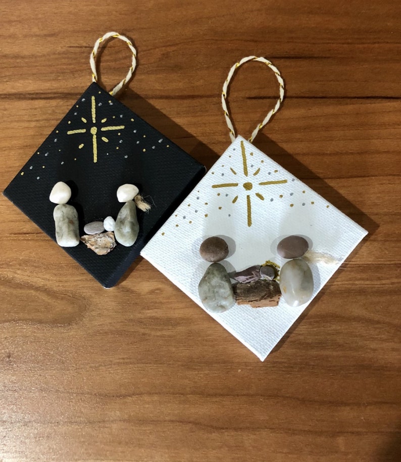 Rock Art / Pebble Art Nativity Ornament Mini Nativity - Etsy