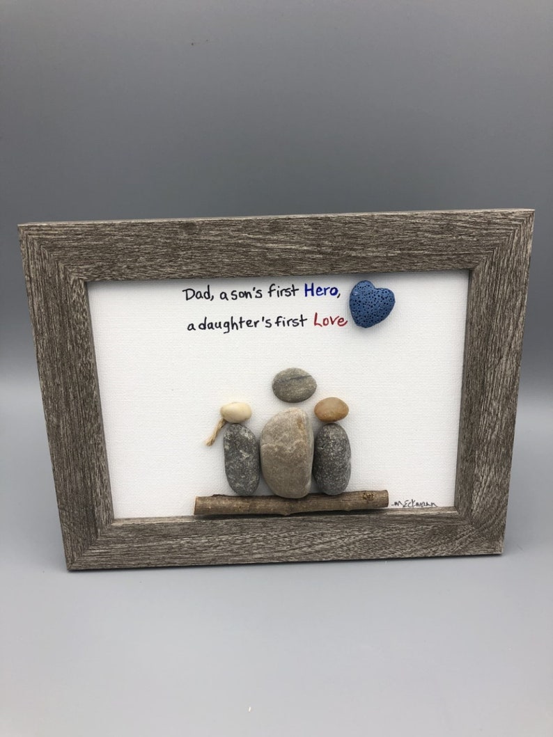 Dad Pebble Art Father's Day Rock Art a Son's Hero a - Etsy