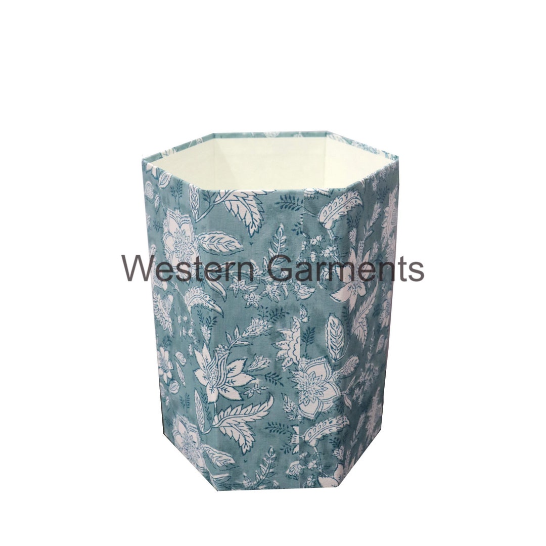 Floral Hand Block Print Paper Dustbin , Cotton Hand Block Printed ...
