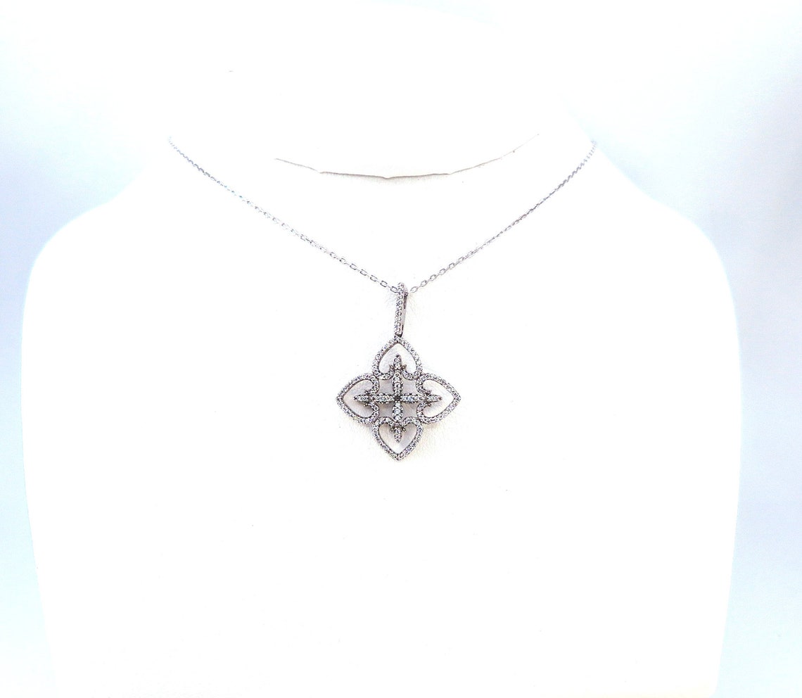 14 K White Gold Designer Diamond Slider Pendant With Hearts - Etsy