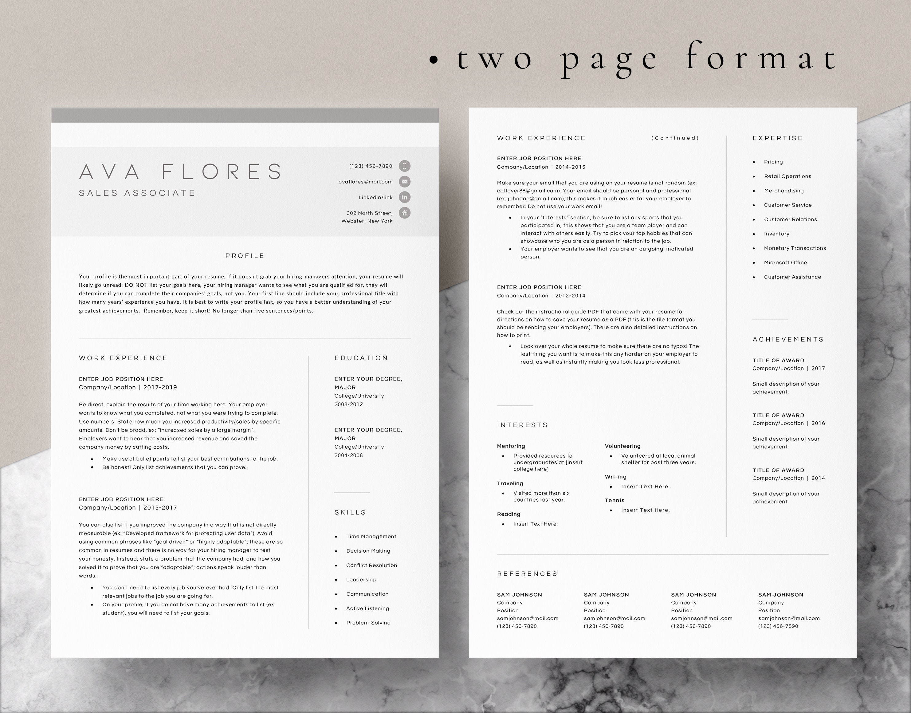 PC and Mac Resume Template for MS Word | Instant Download Professional ...