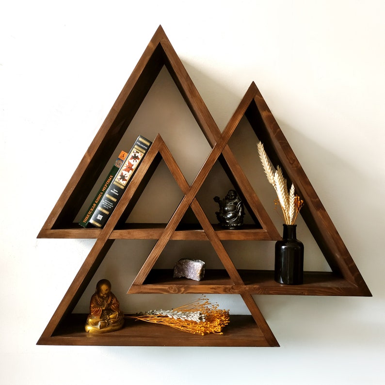 Triangle shelf set wood geometric shelves farmhouse shelves | Etsy