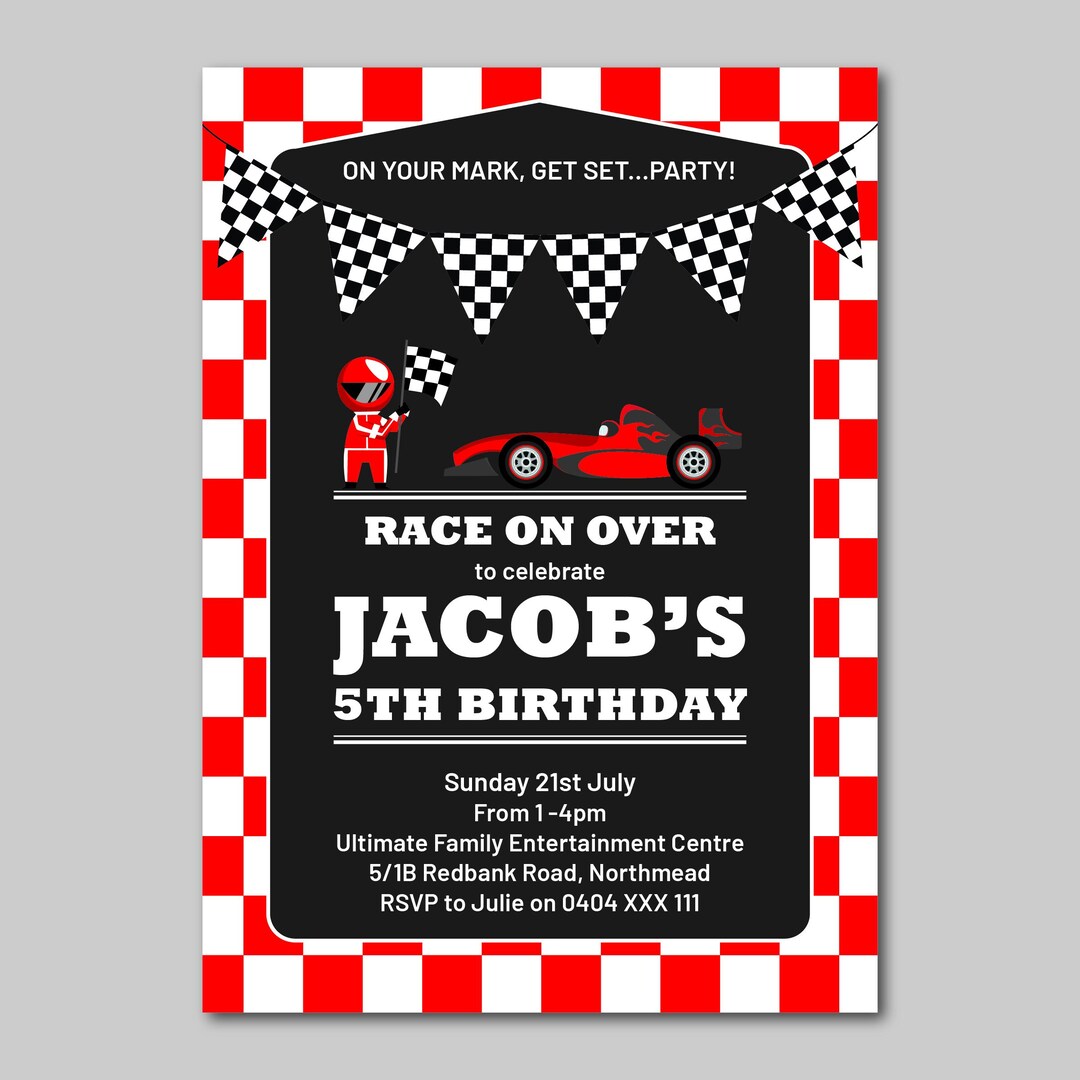 Race Car Theme Invitation - Etsy