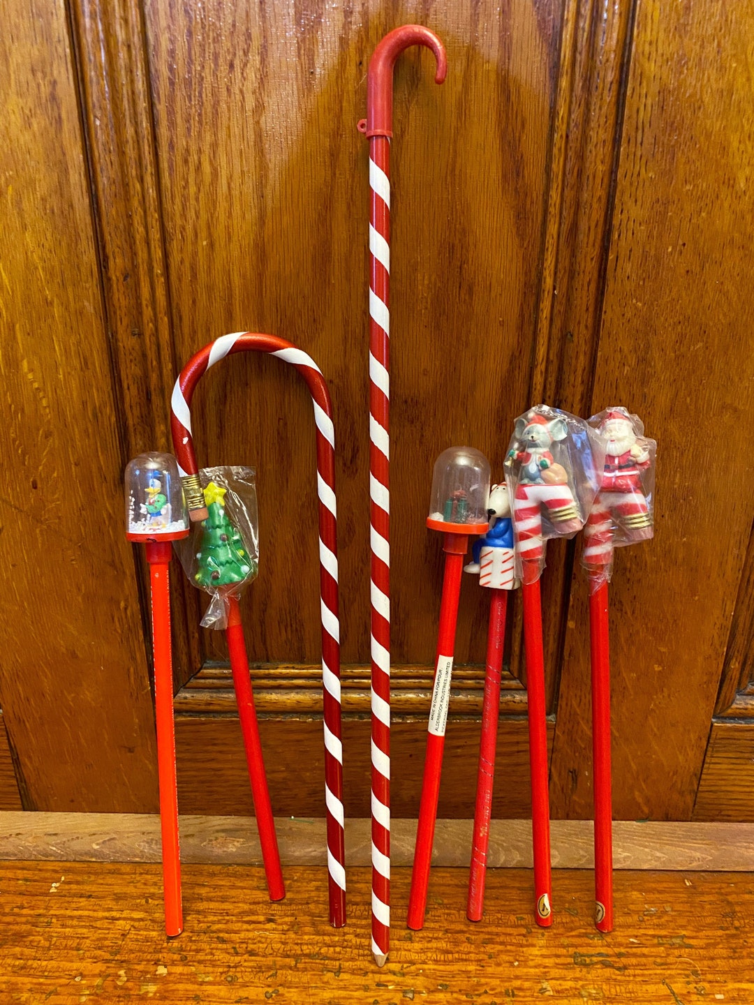 Vintage Christmas Lot of 8 Pencil Toppers and Candy Cane Pencils - Etsy