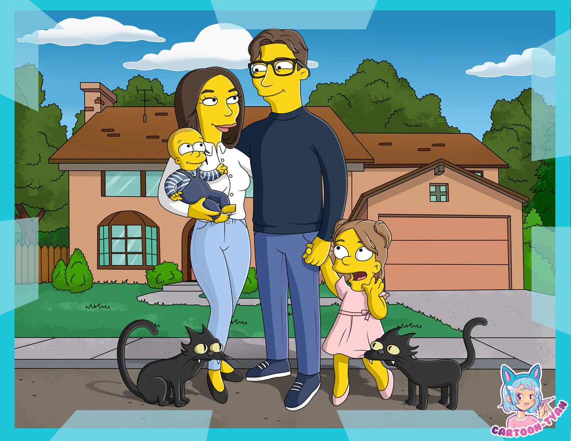 Portrait in Cartoon Style Cartoon Family Portrait - Etsy