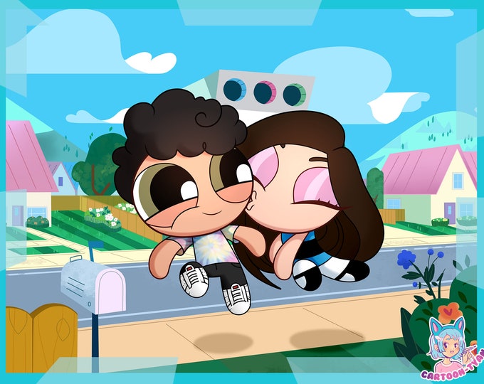 Custom Powerpuff Couple Digital Art Drawing Based of the Powerpuff ...