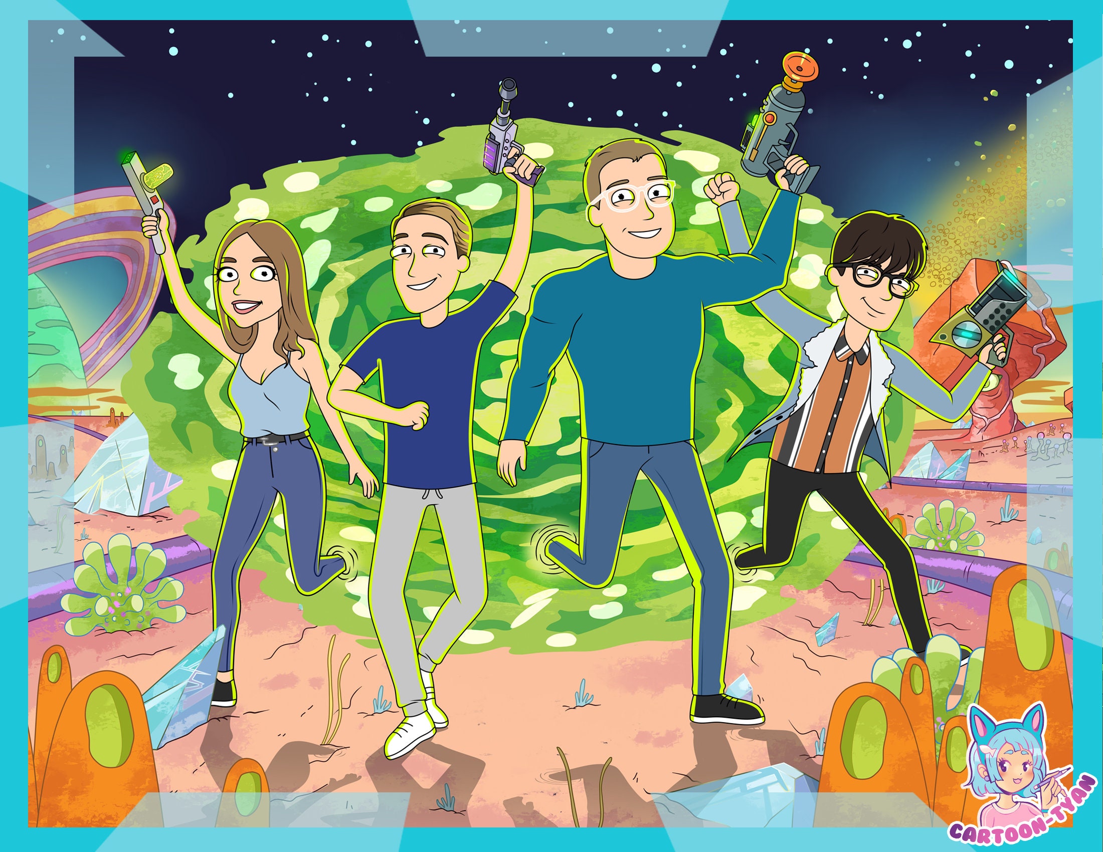 We Draw You in Your Favorite Animated TV Show Style Portrait | Etsy