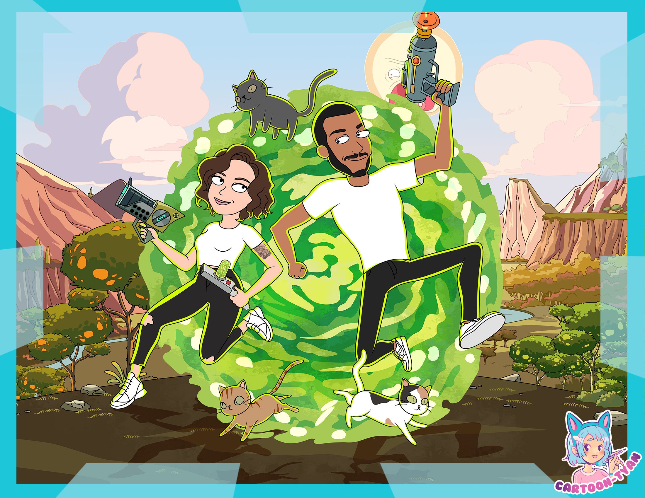 We Draw You in Your Favorite Animated TV Show Style Portrait | Etsy