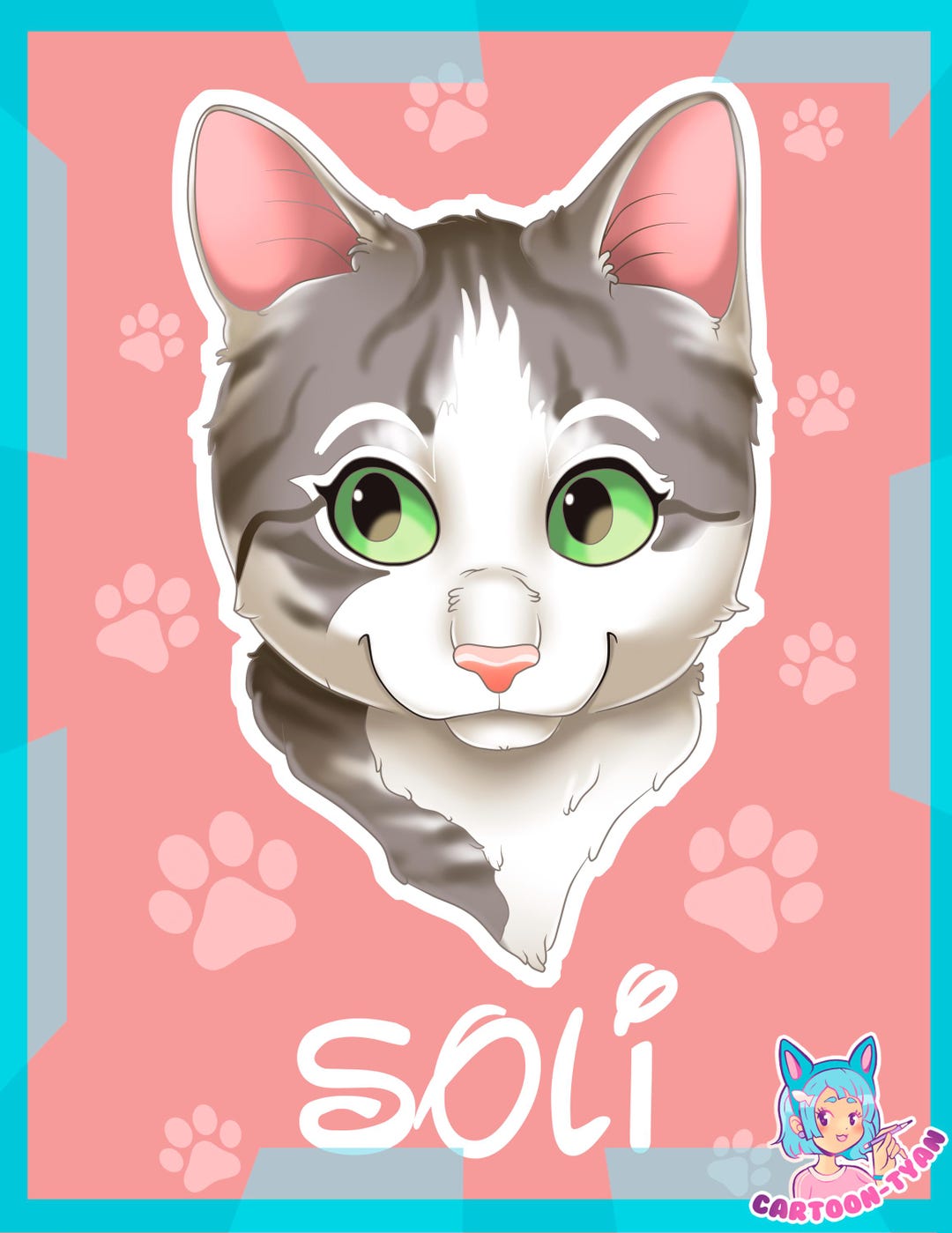 Cartoon Pet Portrait, Custom Pet Portrait, Cartoon Portrait From Photo ...