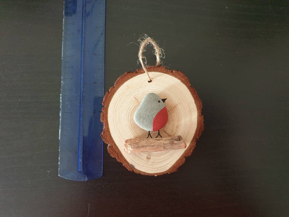 Robin Pebble Art Hanging Decoration Christmas Decoration - Etsy UK