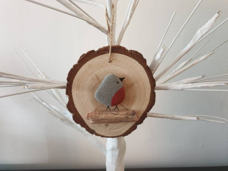 Robin Pebble Art Hanging Decoration Christmas Decoration - Etsy UK