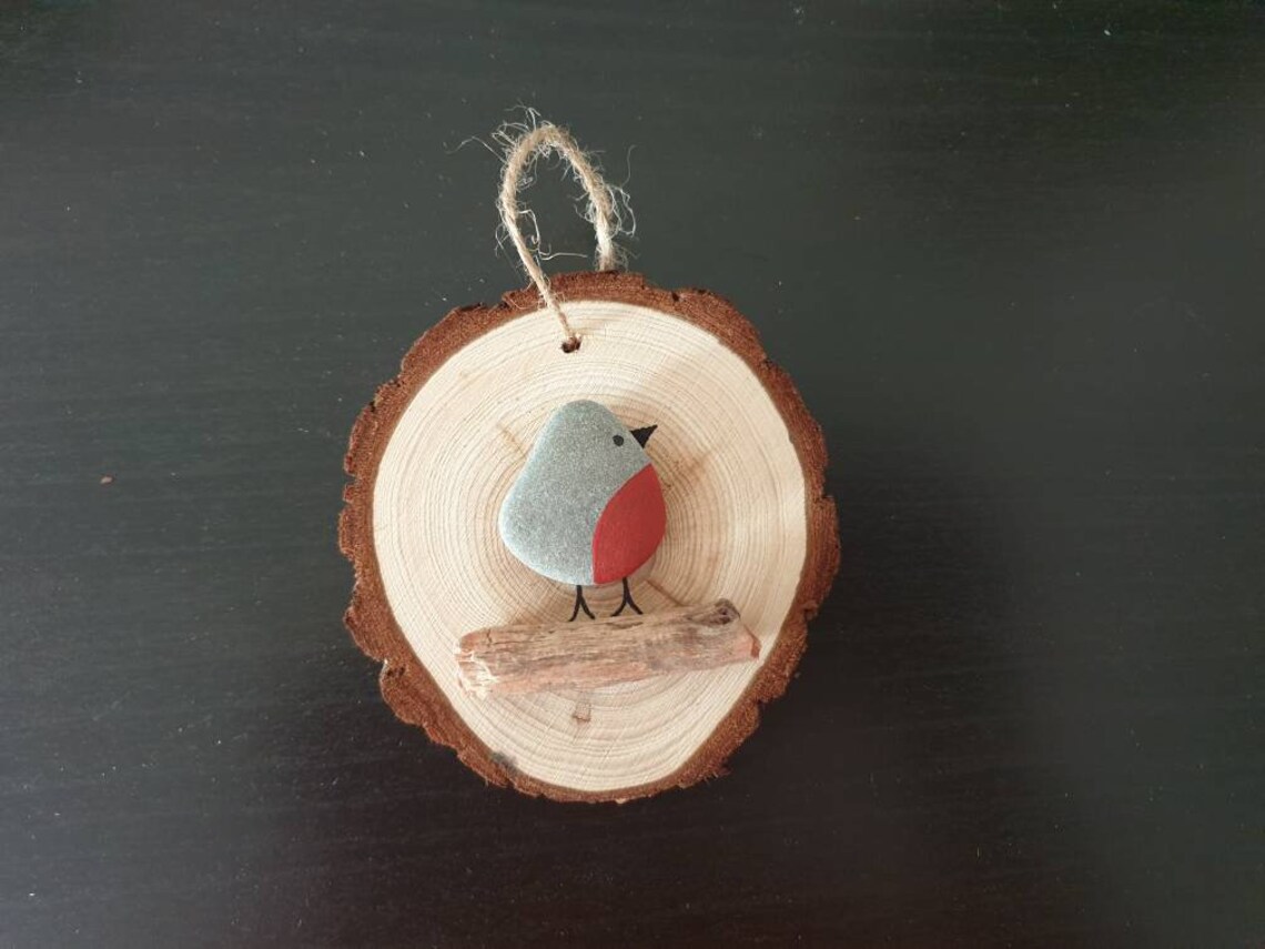 Robin Pebble Art Hanging Decoration Christmas Decoration - Etsy UK