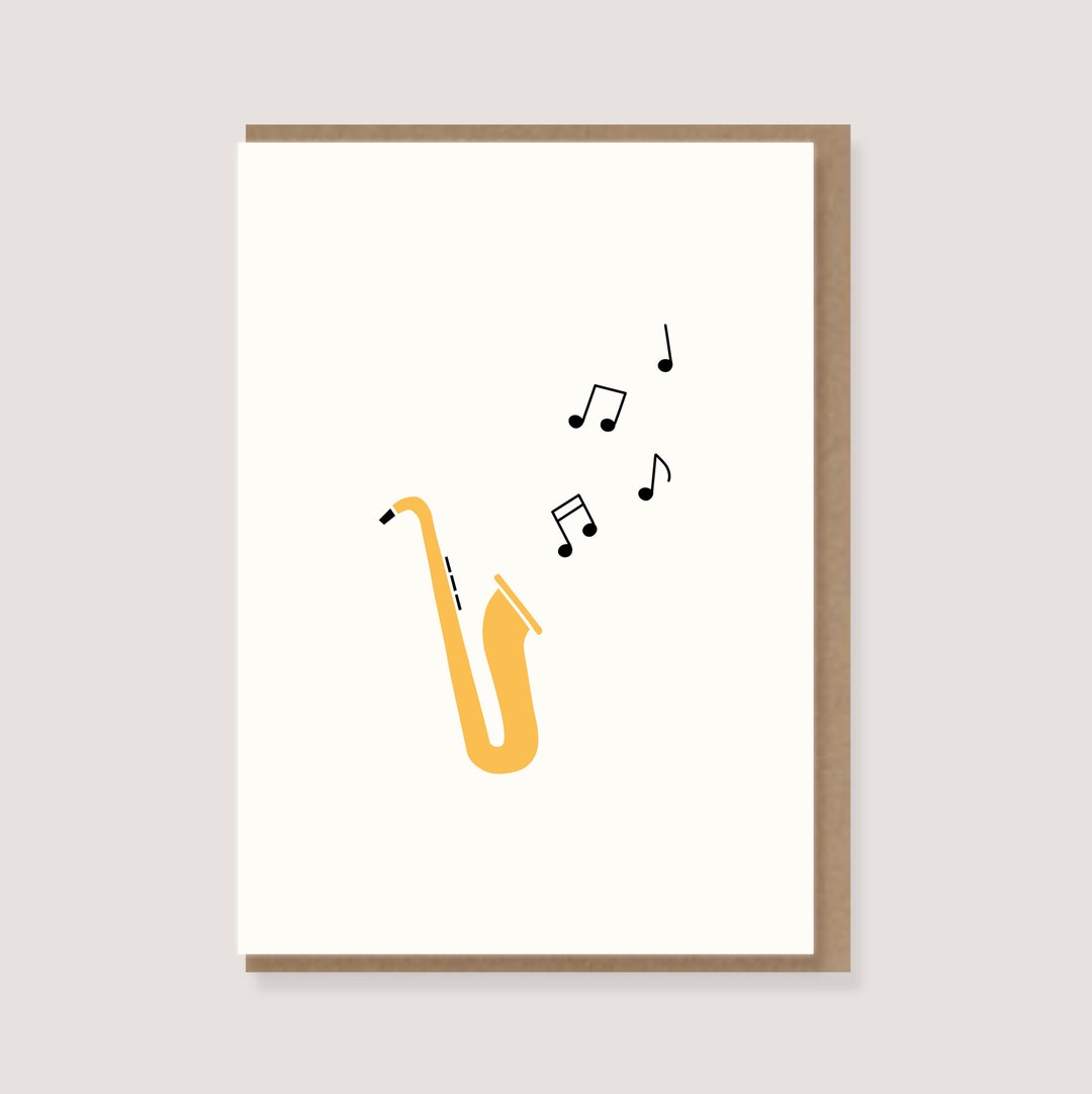 Card saxophone With Notes Birthday Card, Congratulations Card, Birthday ...