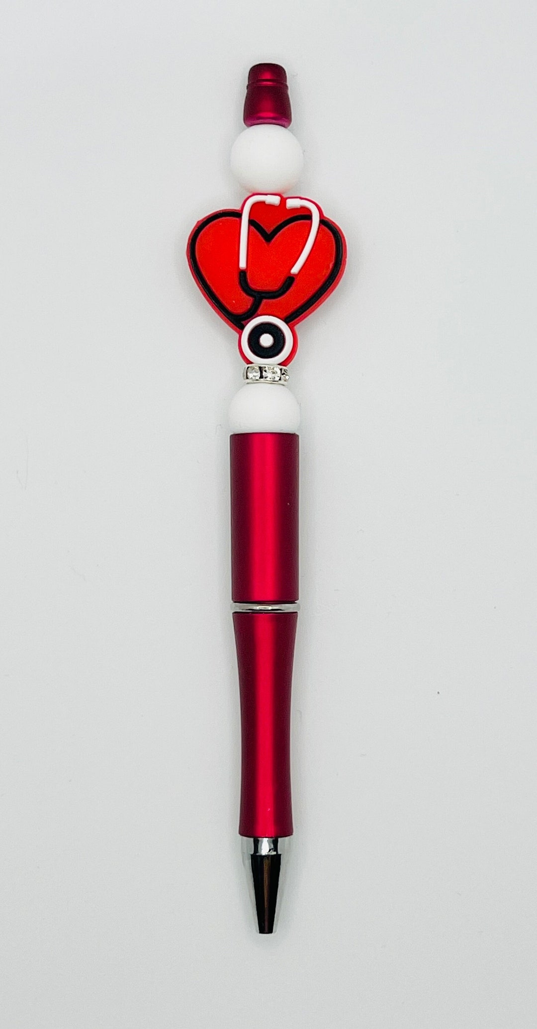 Heart & Stethescope Beaded Pen | Nurse | Doctor | Beaded Pen - Etsy
