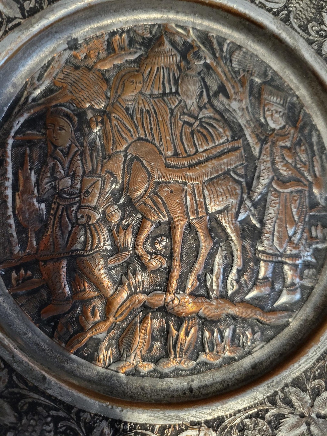 Vintage Hammered Copperplate Plate - Etsy