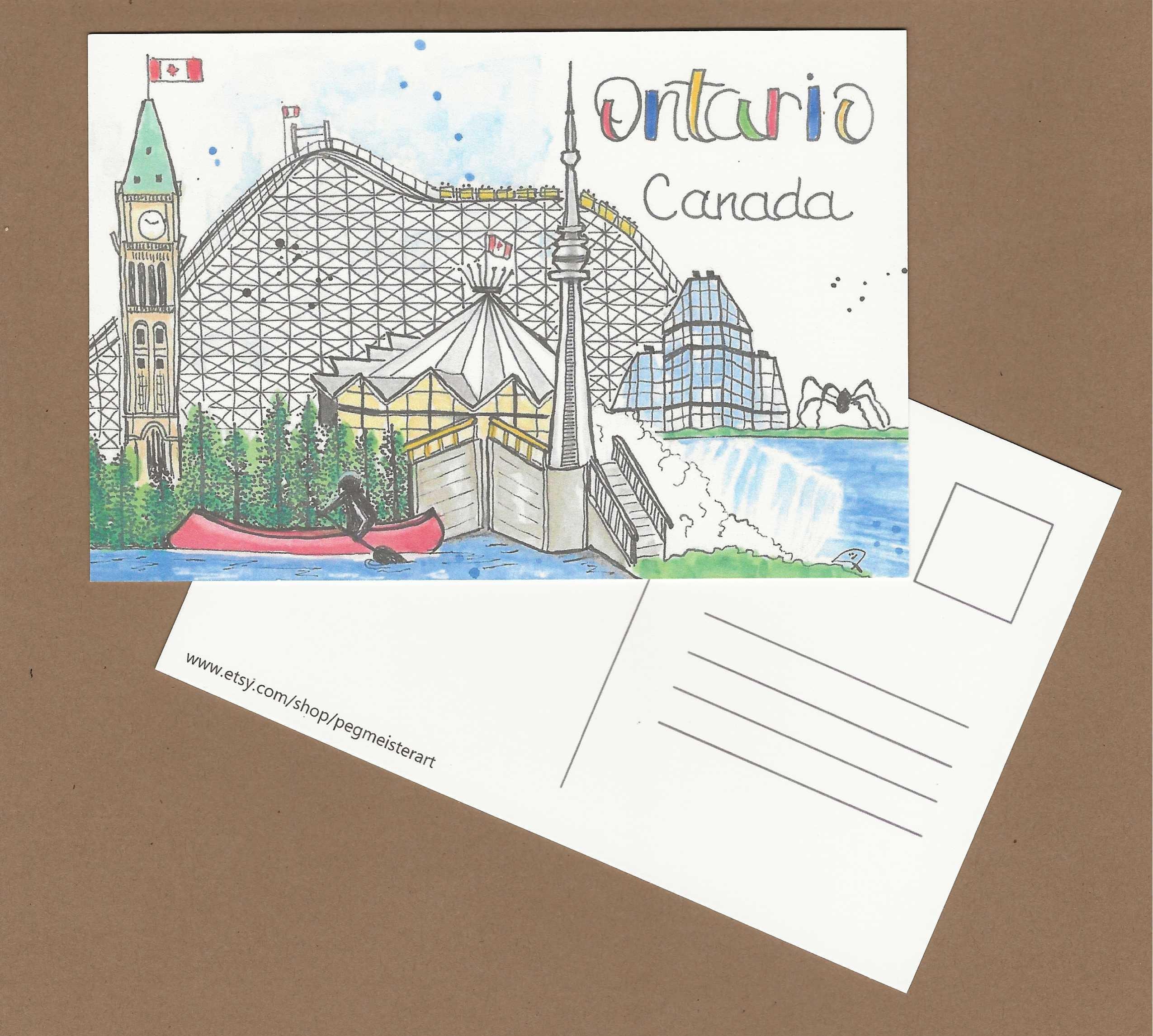 Ontario Canada Fine Art Post Card Illustrations of Landmarks - Etsy Canada