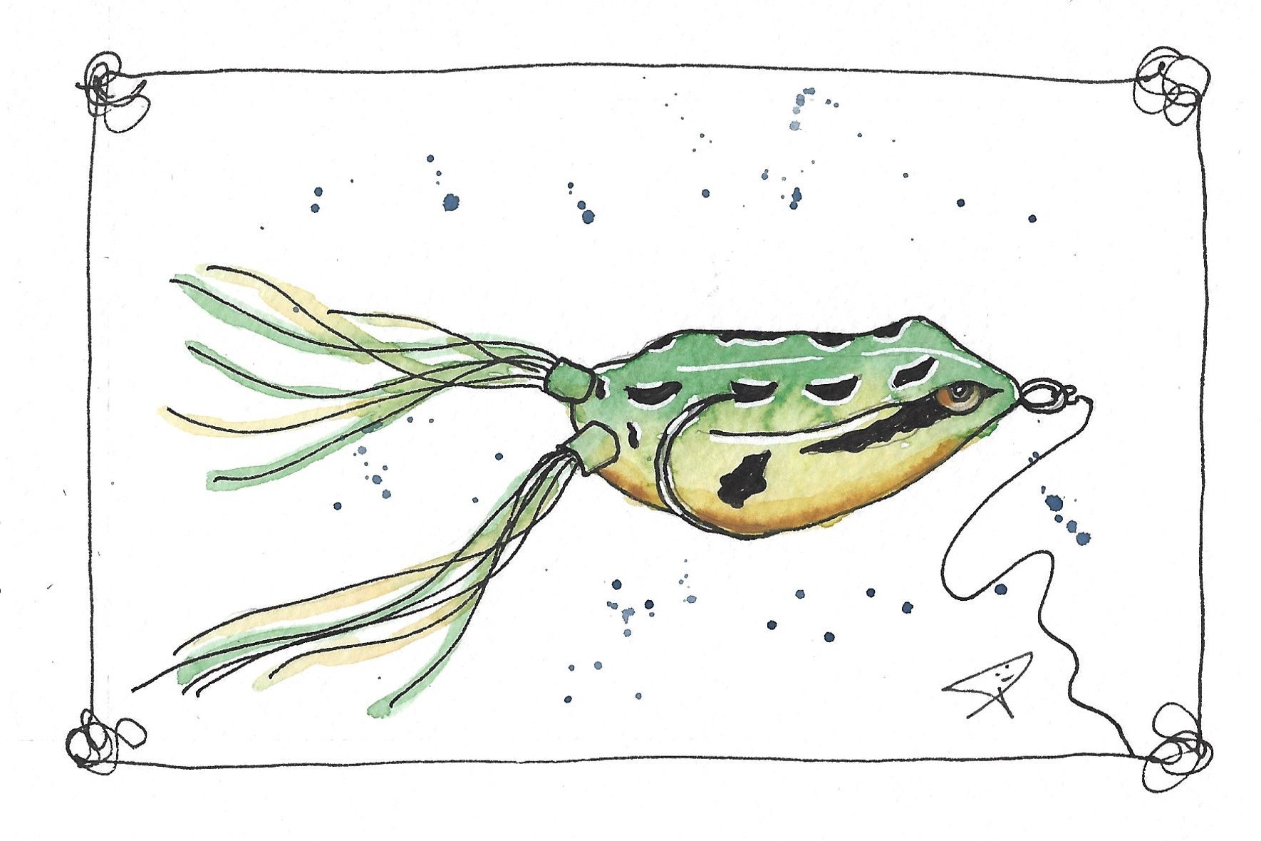 Fly Fishing Lures Art Postcards: Watercolor Fish Bait, Set of 4 - Etsy