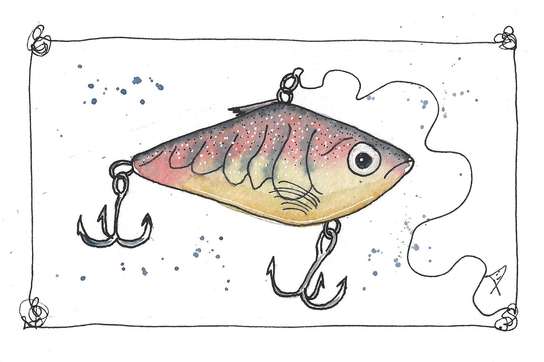 Fly Fishing Lures Art Postcards: Watercolor Fish Bait, Set of 4 - Etsy
