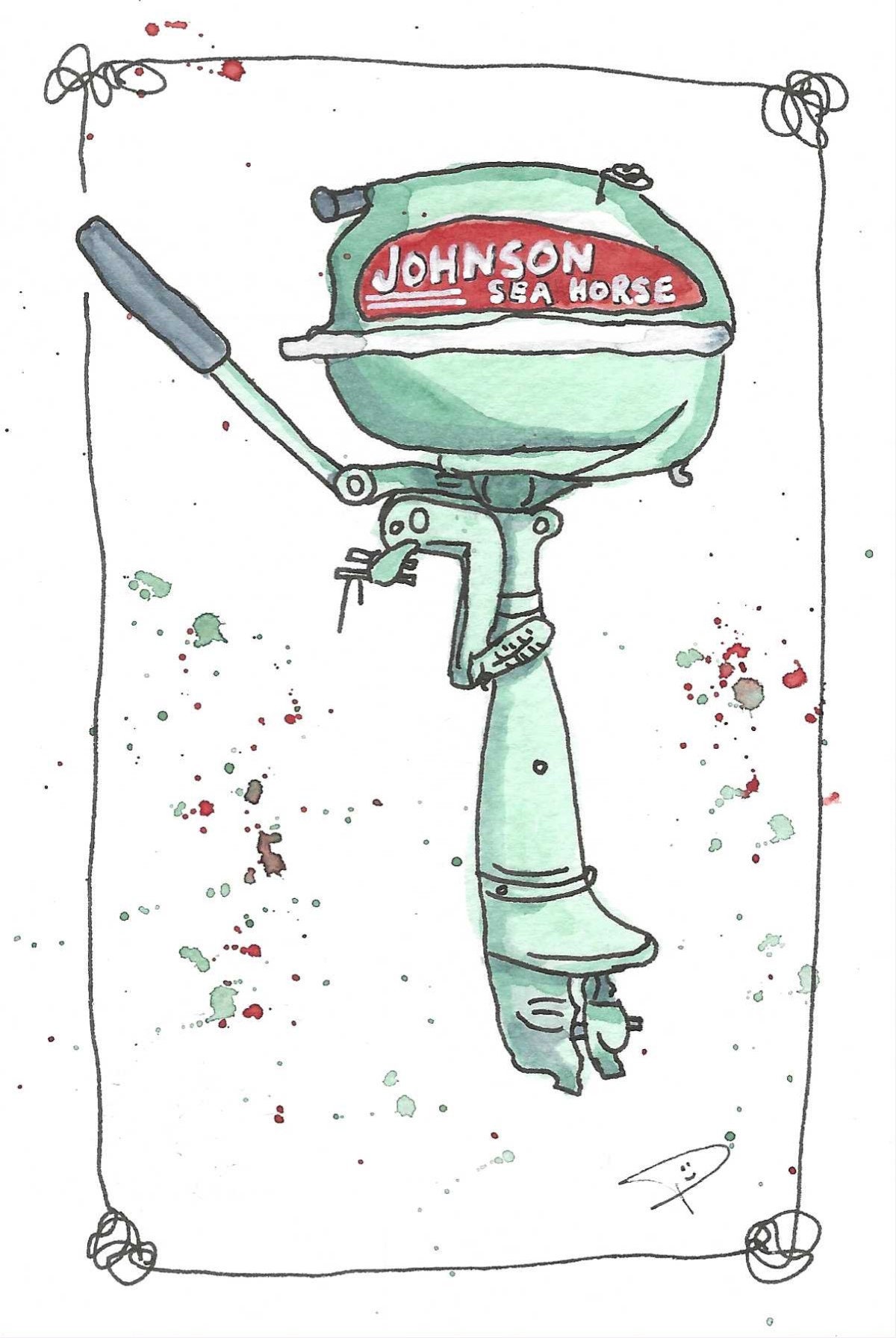 Antique Outboard Motor Art Postcards: Pen & Ink Boat Illustrations - Etsy