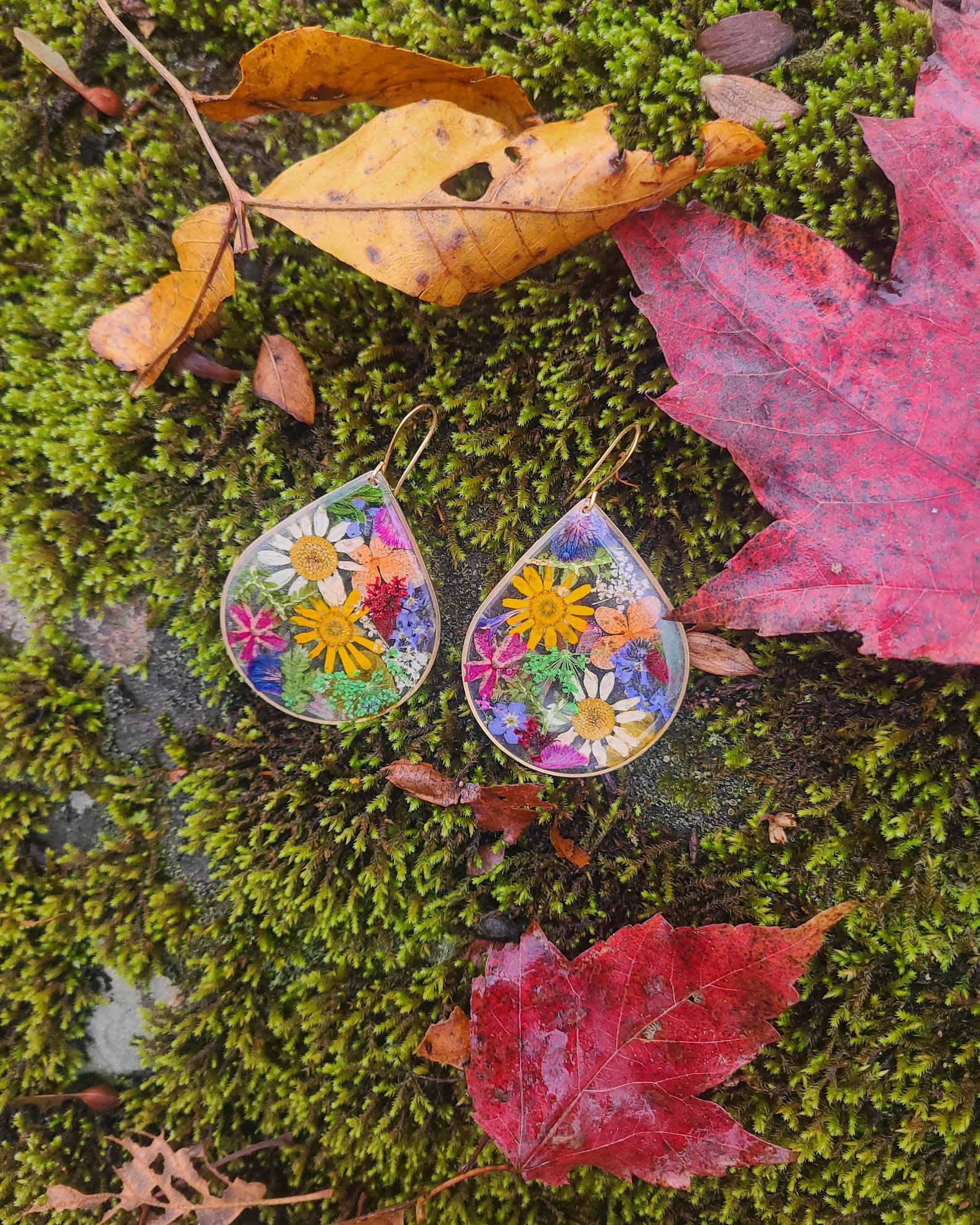Handmade to Order Unique Blooming Bud Teardrop Real Flower Earrings ...