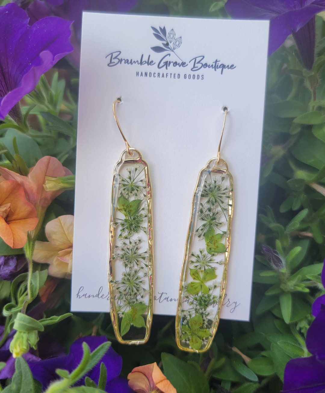 Handmade Real Botanical Earrings | Gardener Gift | Simple Nature ...