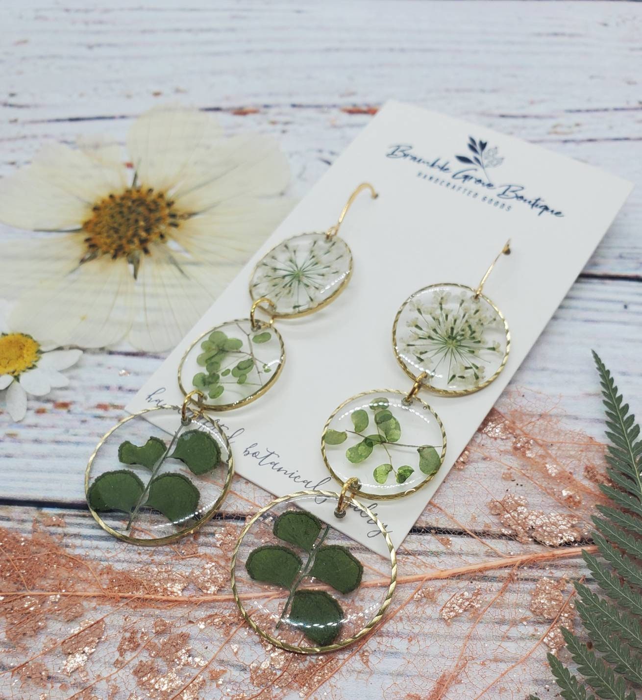 Handmade Real Pressed Plant Botanical Earrings Boho Jewelry - Etsy