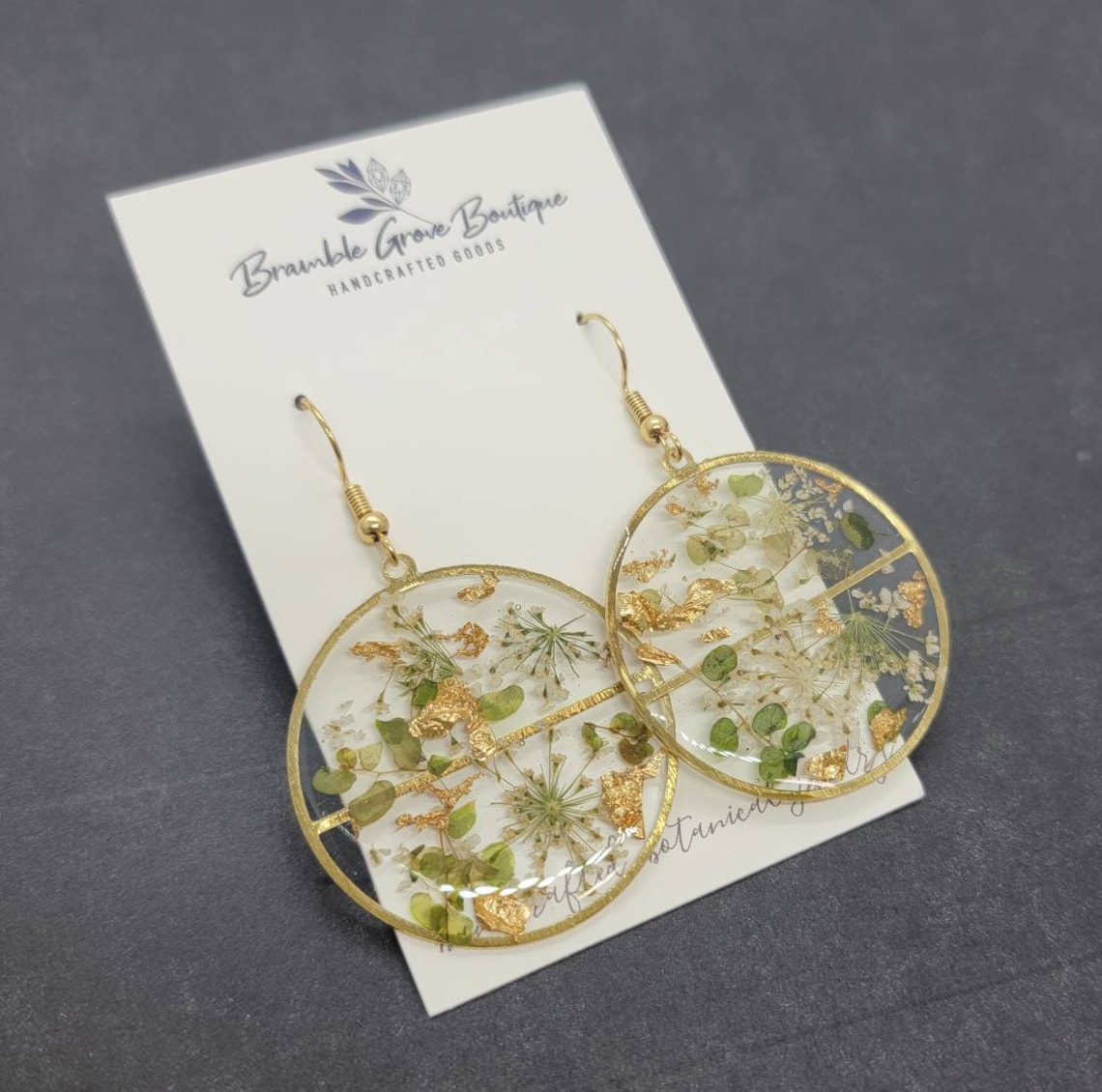 Handmade Real Pressed Plant and Flower Botanical Earrings | Green and ...