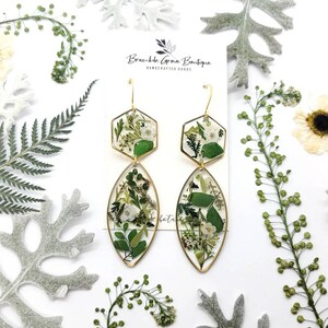 Handmade Gorgeous Real Plant Botanical Earrings | Green Boho Jewelry ...