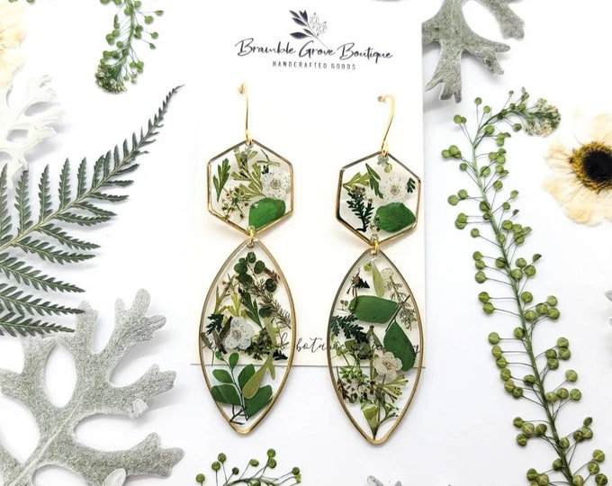 Handmade Gorgeous Real Plant Botanical Earrings Green Boho - Etsy