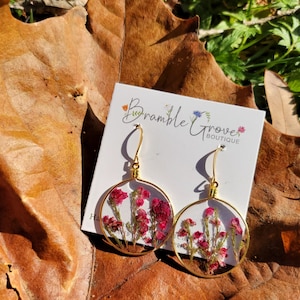 Handmade Real Pressed Heather Flower Earrings | Botanical Pink Earrings ...