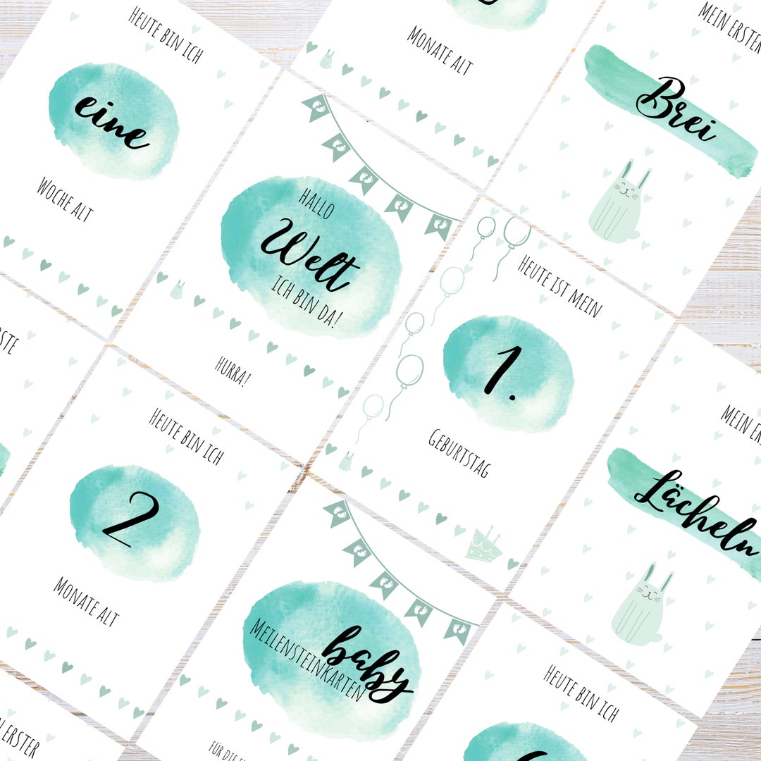 22 Baby Milestone Cards Boy Blue, Print Yourself, Self-expression ...