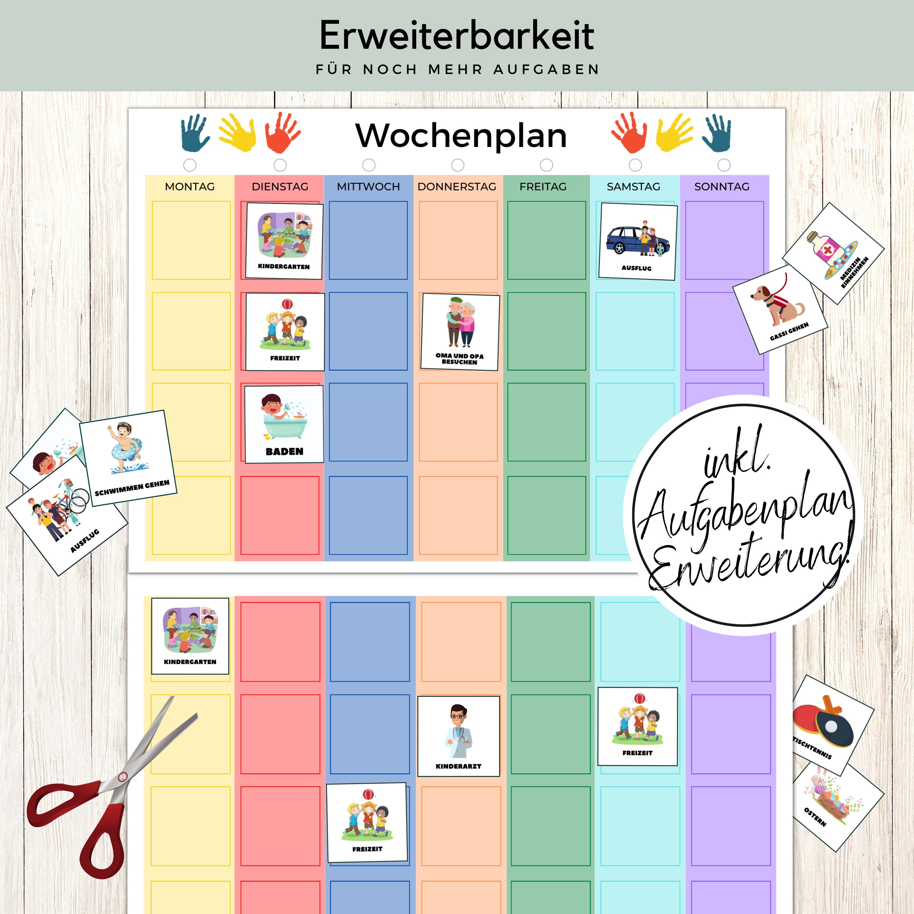 Wochenplan für Kinder PDF, Tagesplan, Aufgabenplaner für Kinder ...