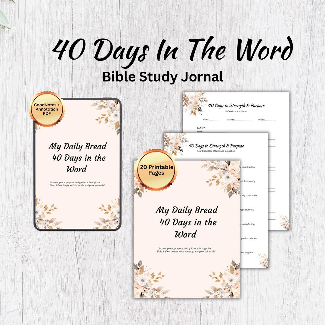 40 Day Bible Study Journal, Scripture Reflection (digital Download) - Etsy