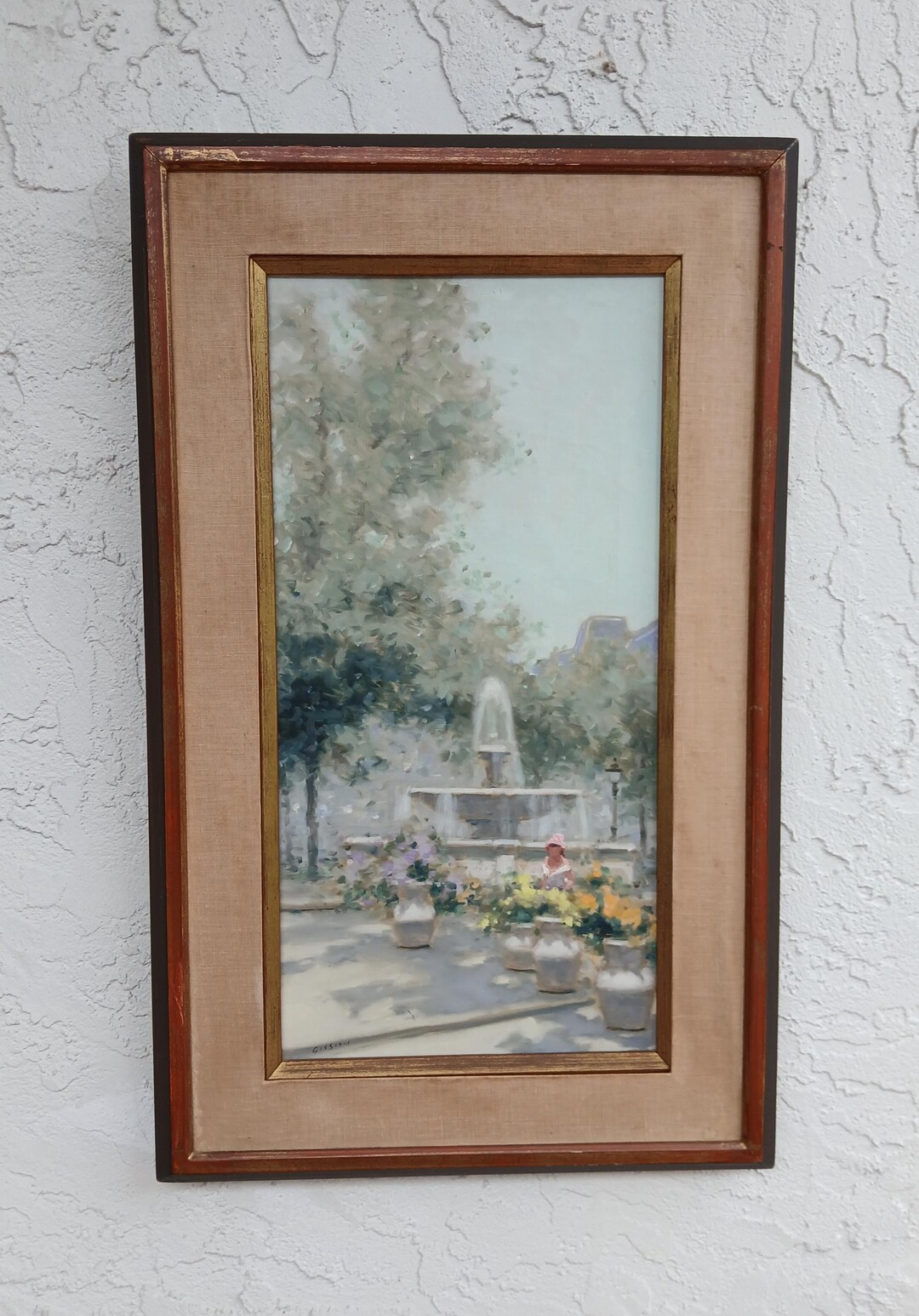 Andre Gisson the Garden Fountain Oil on Canvas 1960s - Etsy