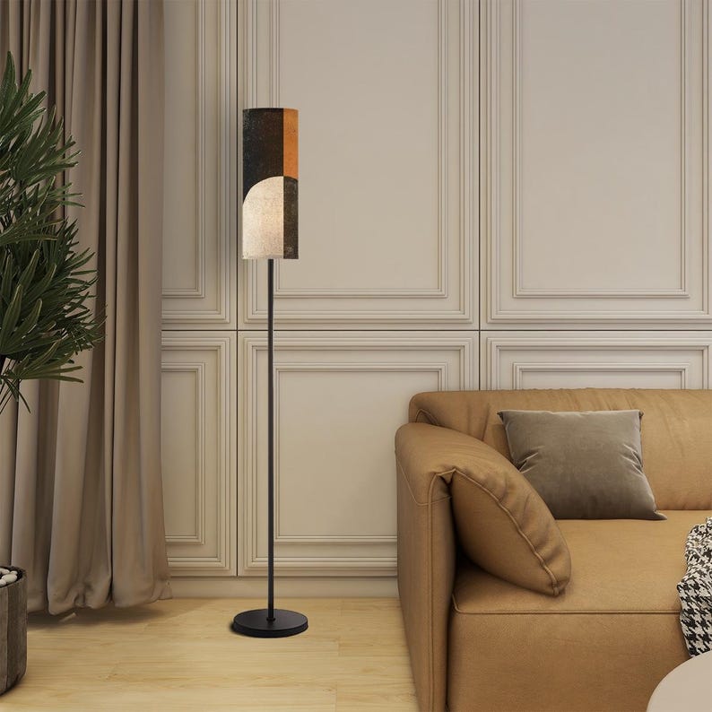 Mid Century Modern Floor Lamp, Abstract Standing Lamp, Custom Lampshade ...