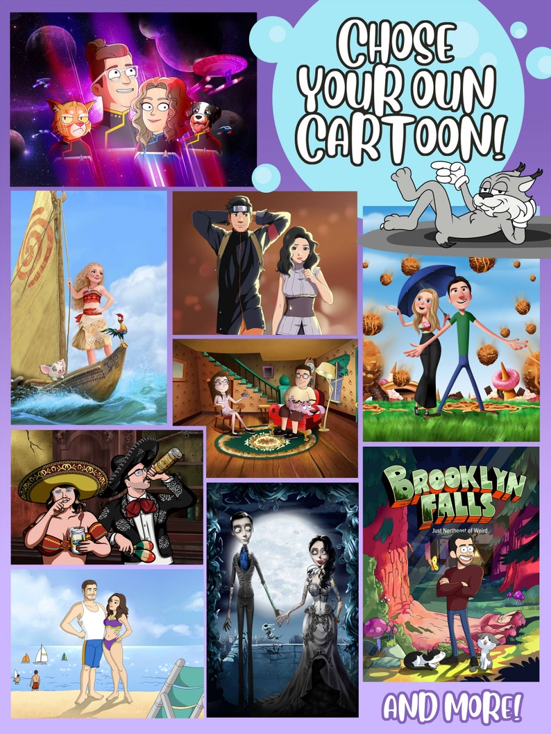 We Draw You in Your Favorite Cartoon Style Portrait in | Etsy