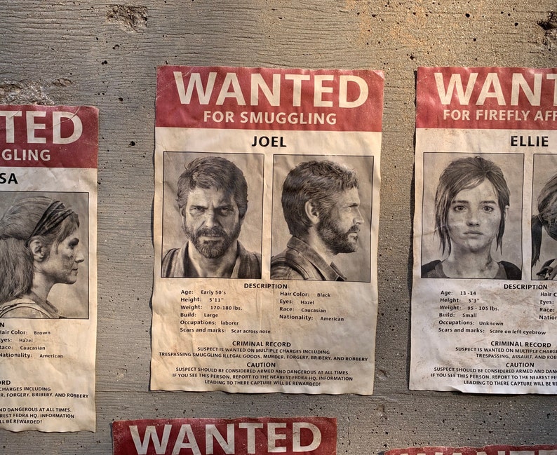 Joel Part I Wanted Poster the Last of Us Part I - Etsy