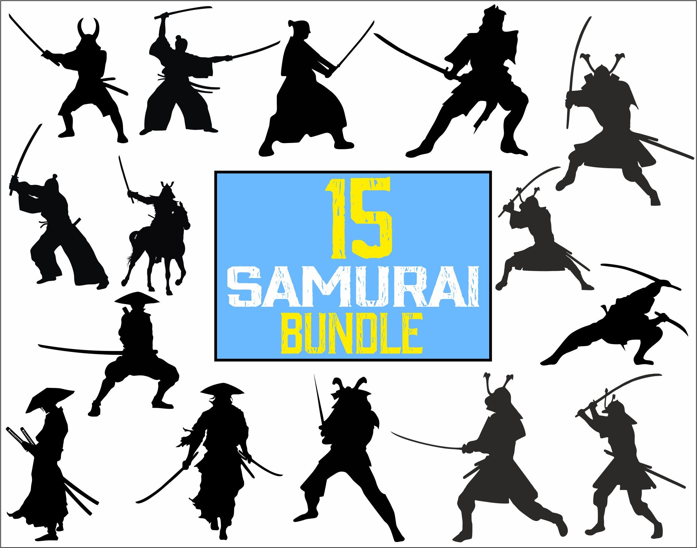 Home & Living Wall Hangings Samurai Silhouette Samurai Cut Files For ...
