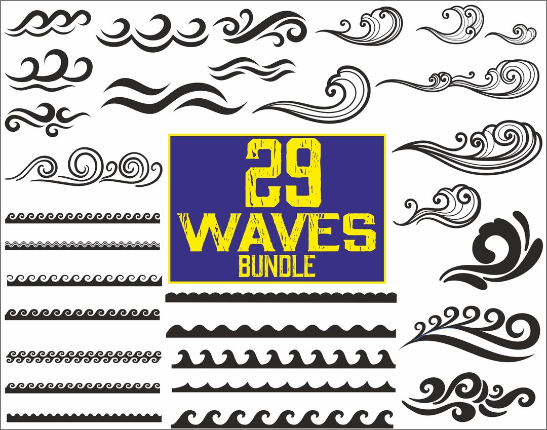 Wave SVG Bundle, Wave SVG, Wave Clipart, Wave Cut Files for Silhouette ...