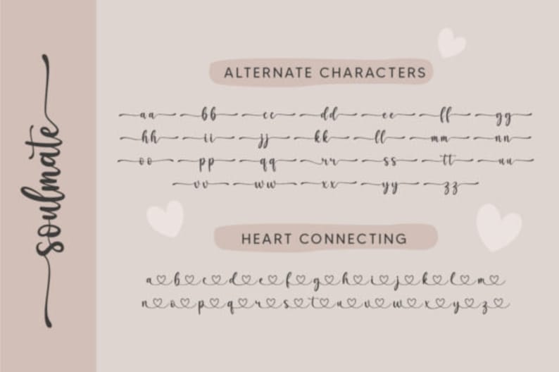 Soulmate Font, Cursive Font Bundle, Script Fonts, Canva Font, Procreate ...