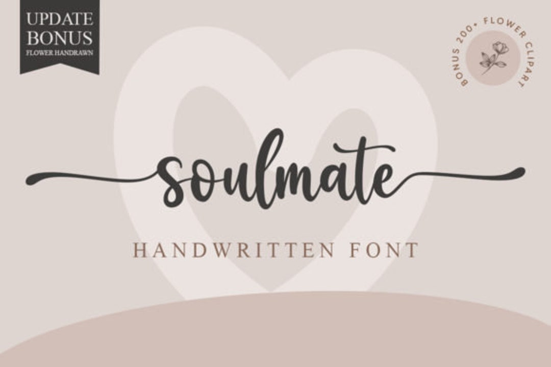 Soulmate Font, Cursive Font Bundle, Script Fonts, Canva Font, Procreate ...