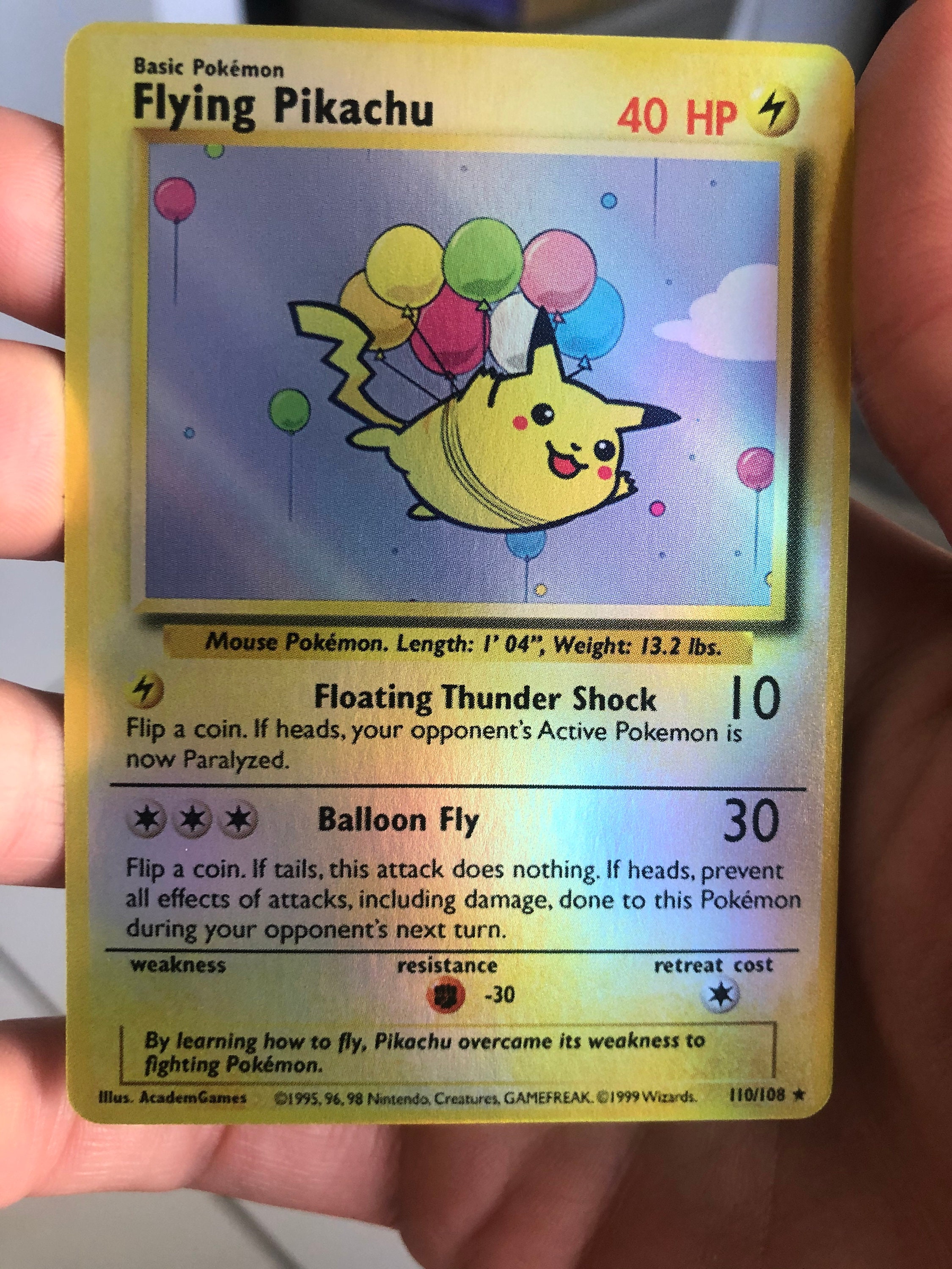 Flying Pikachu Custom Orica Pokemon Card Etsy