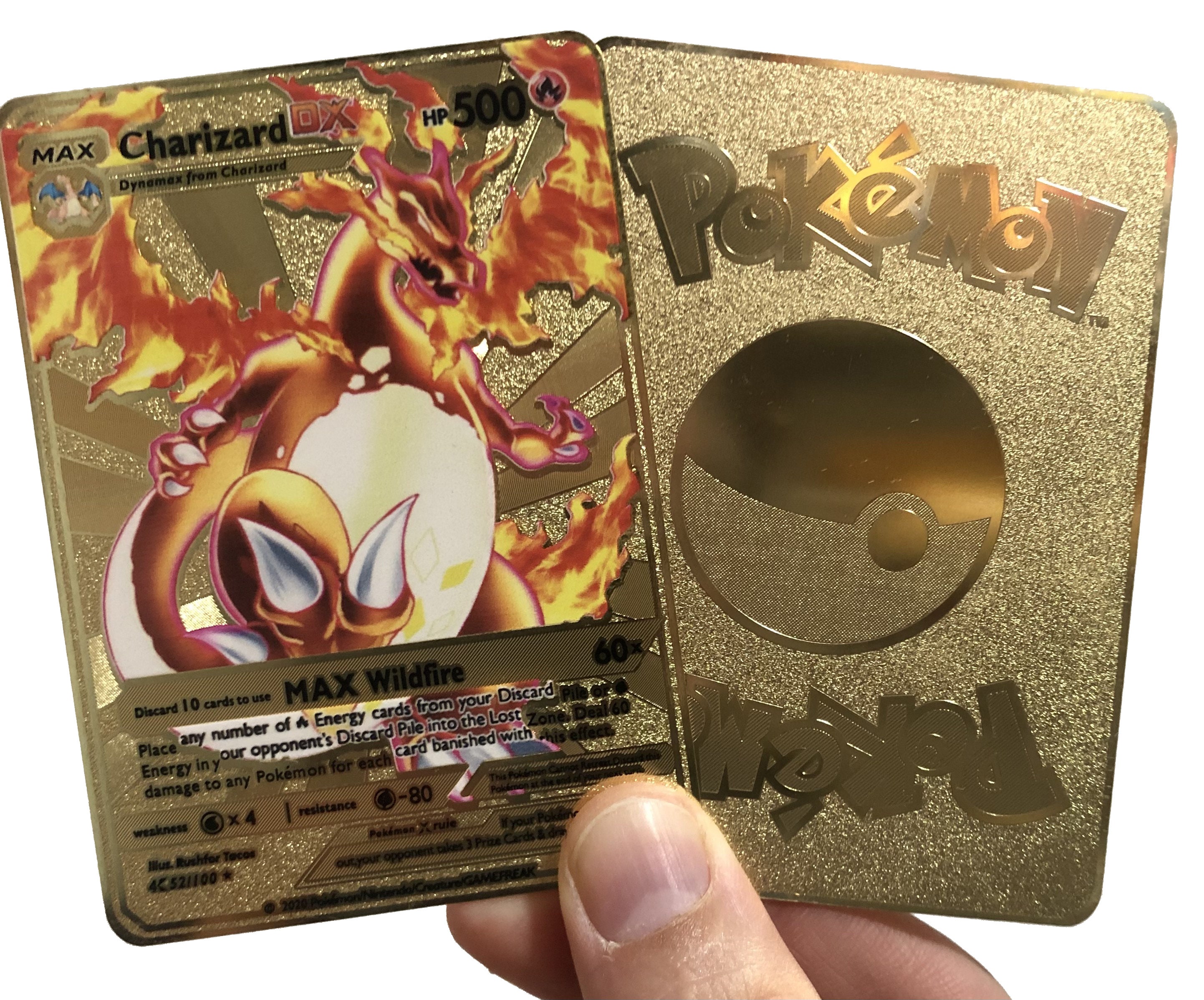 Charizard DX 4C 52 100 Pokemon Fan Made Gold Metal Card Yu Gi Oh Trading Card Game Cards 