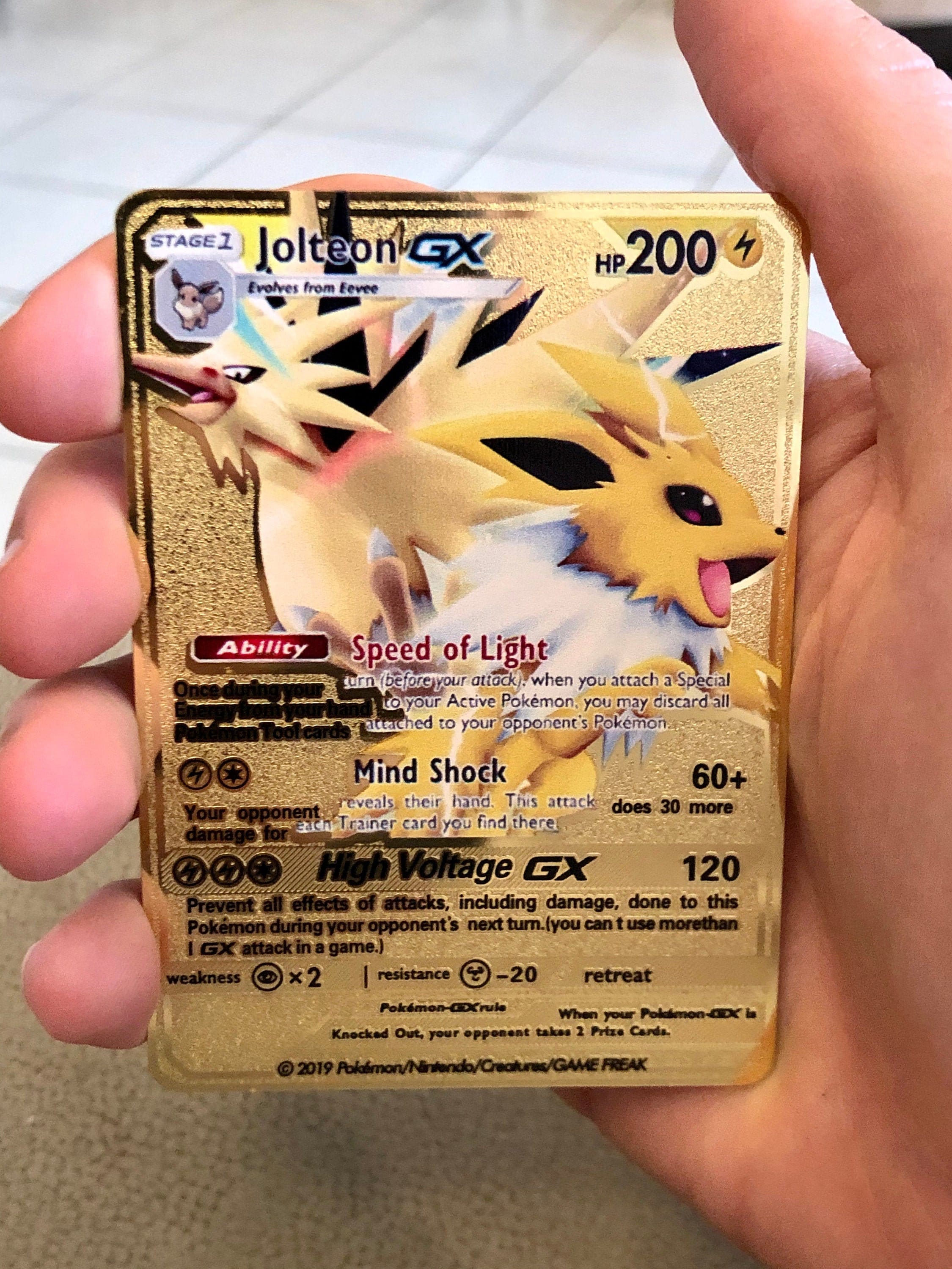 Card Games Games & Puzzles Jolteon & Zapdos Pokemon GX CUSTOM Gold ...