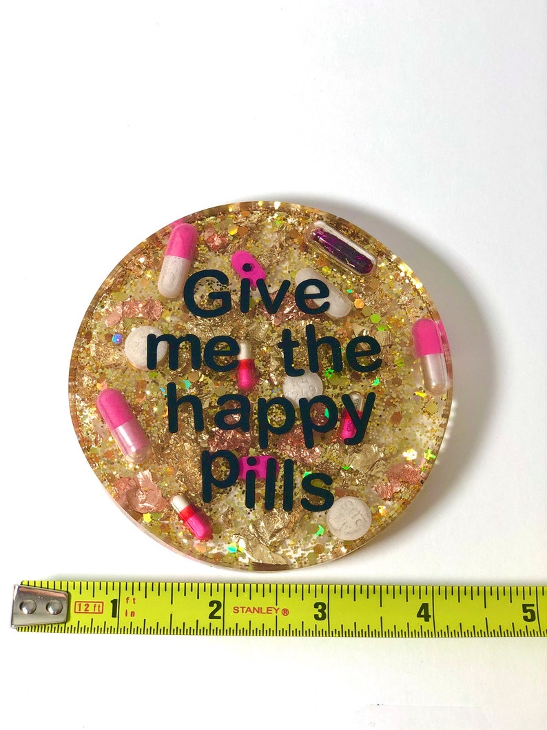 Glitter Pill Resin Coasters set of 2 - Etsy