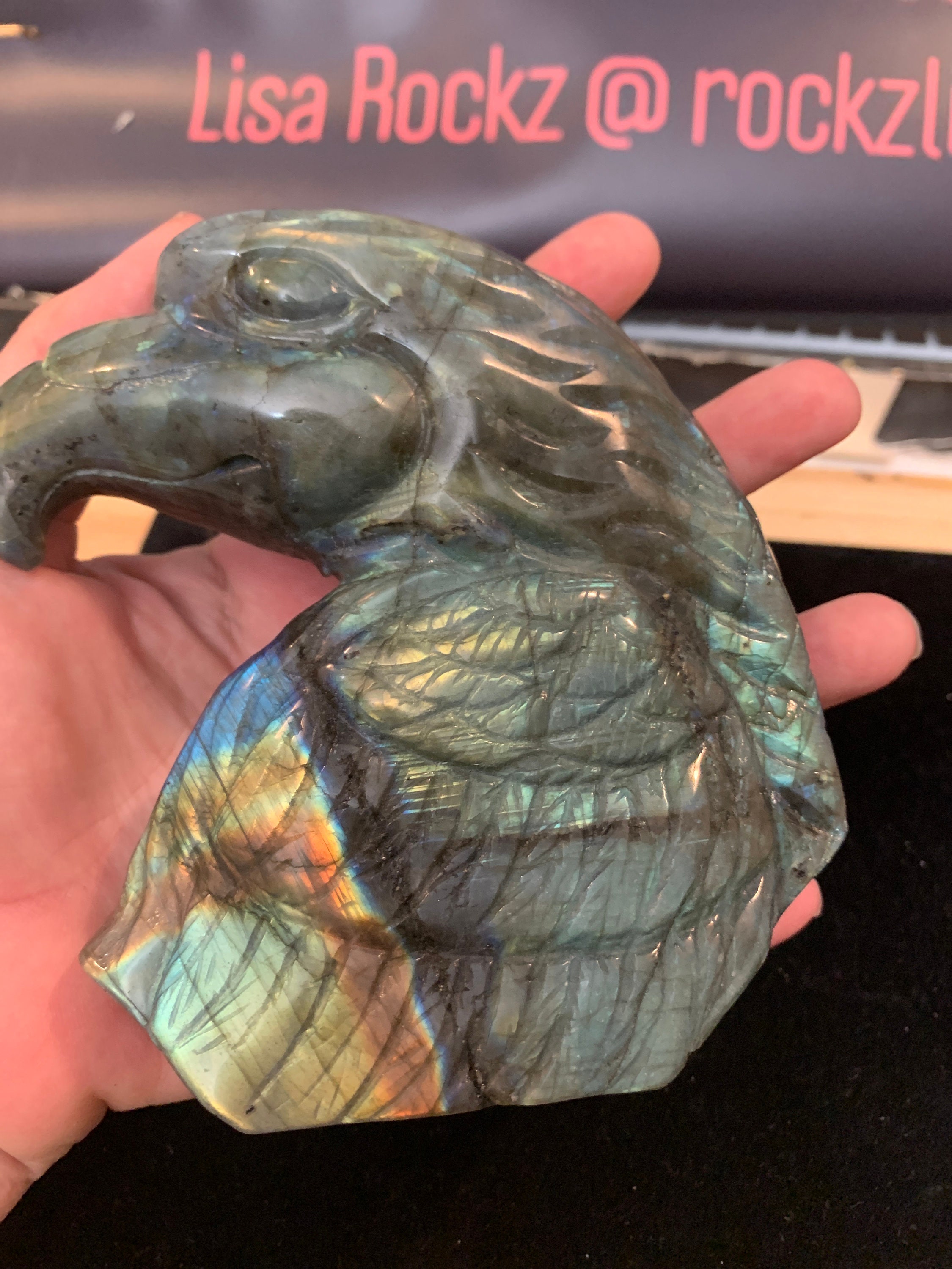 Labradorite Hand Carved Eagle Head Center Piece Focal Piece - Etsy ...