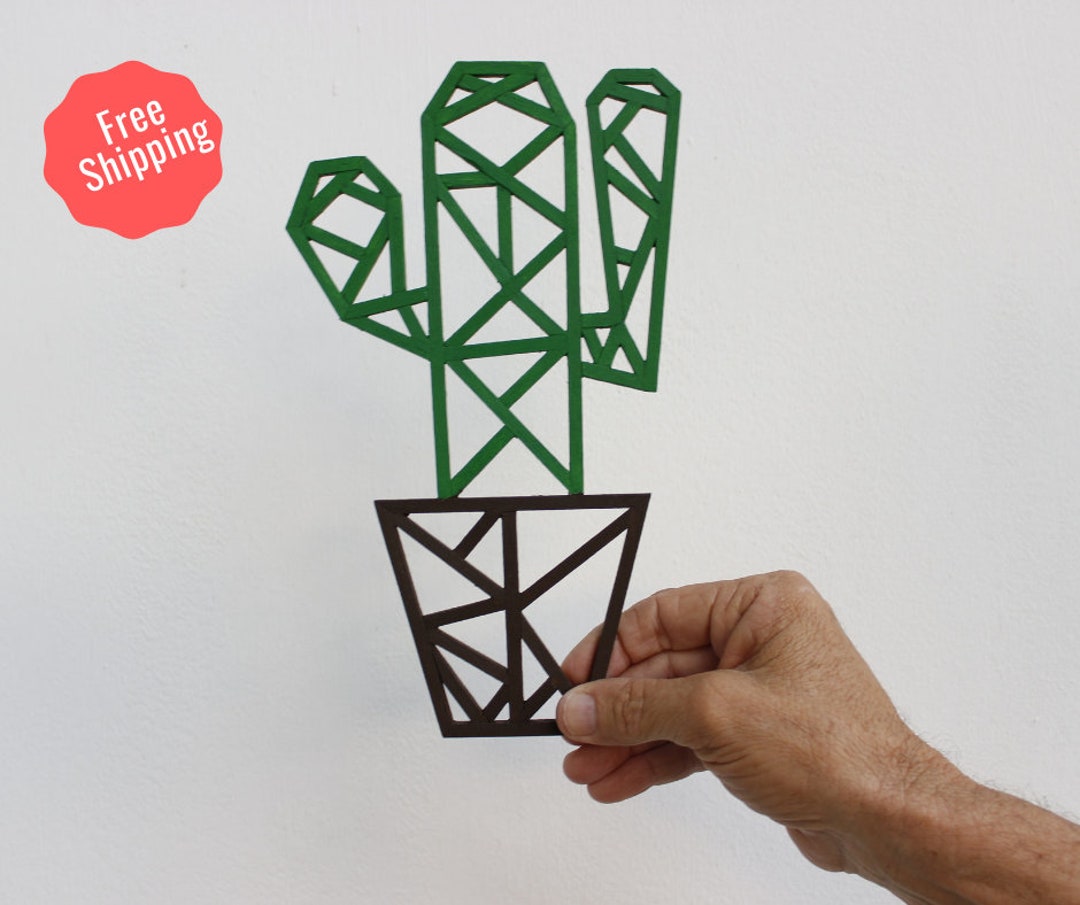 Origami Wooden Cactus Wall Art, Home Decor, Plant, Wall Hanging ...