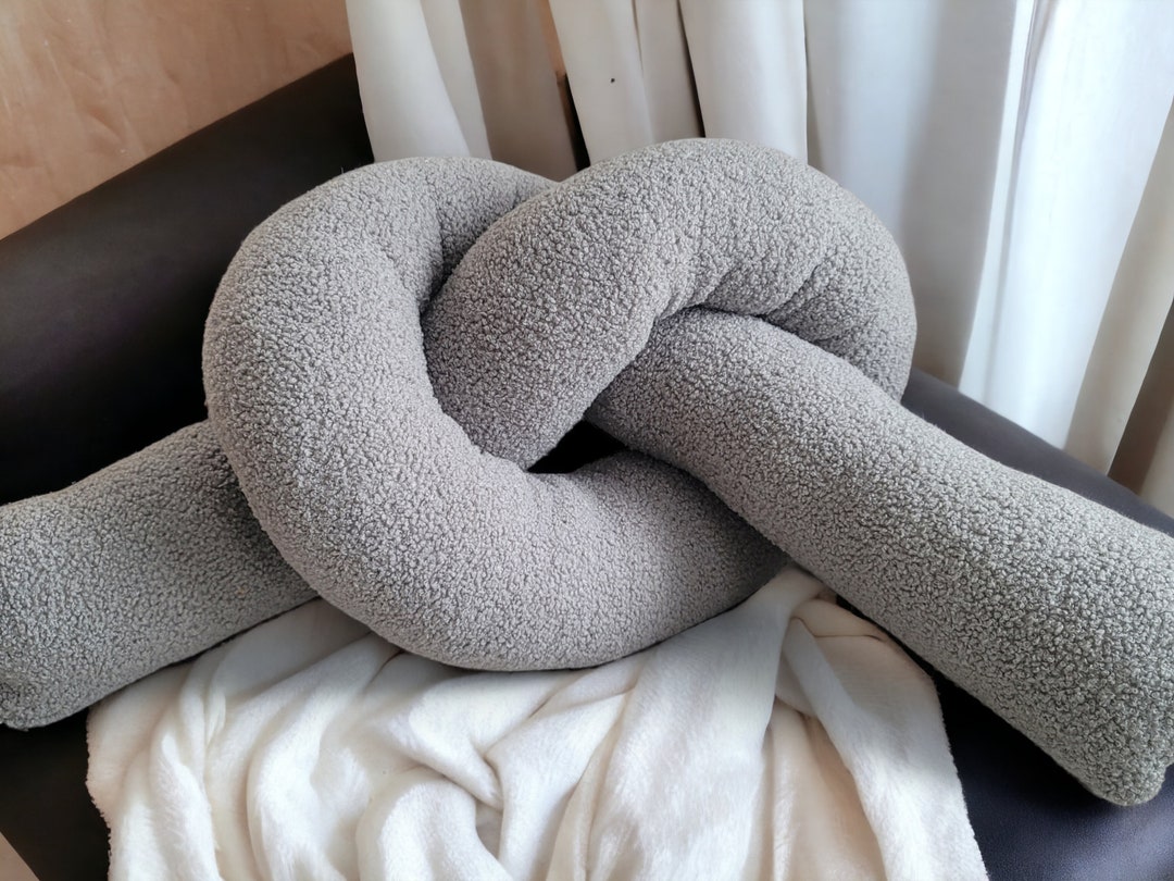 Boucle Knot Pillow in Huge Pretzel Shape, Unique Decorative Back Support Snuggle Tie Cushion ...