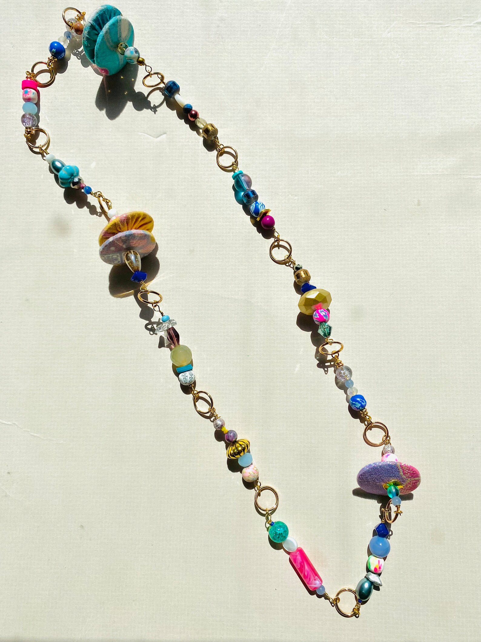 VAL L Handmade Longline Beaded Necklace, Colourful One of a Kind ...