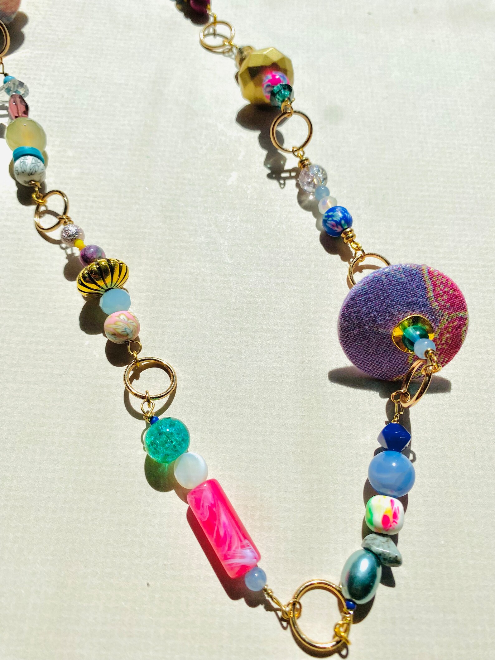 VAL L Handmade Longline Beaded Necklace, Colourful One of a Kind ...